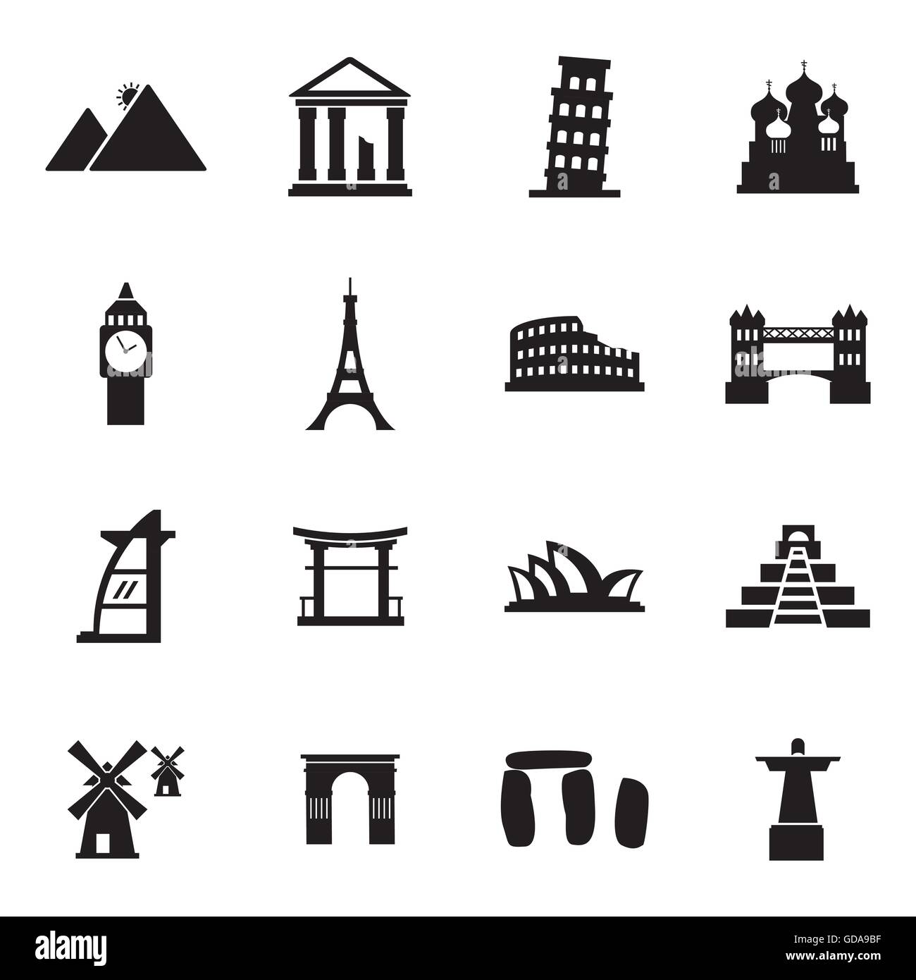 Vector black landmark icons set Stock Vector Image & Art - Alamy