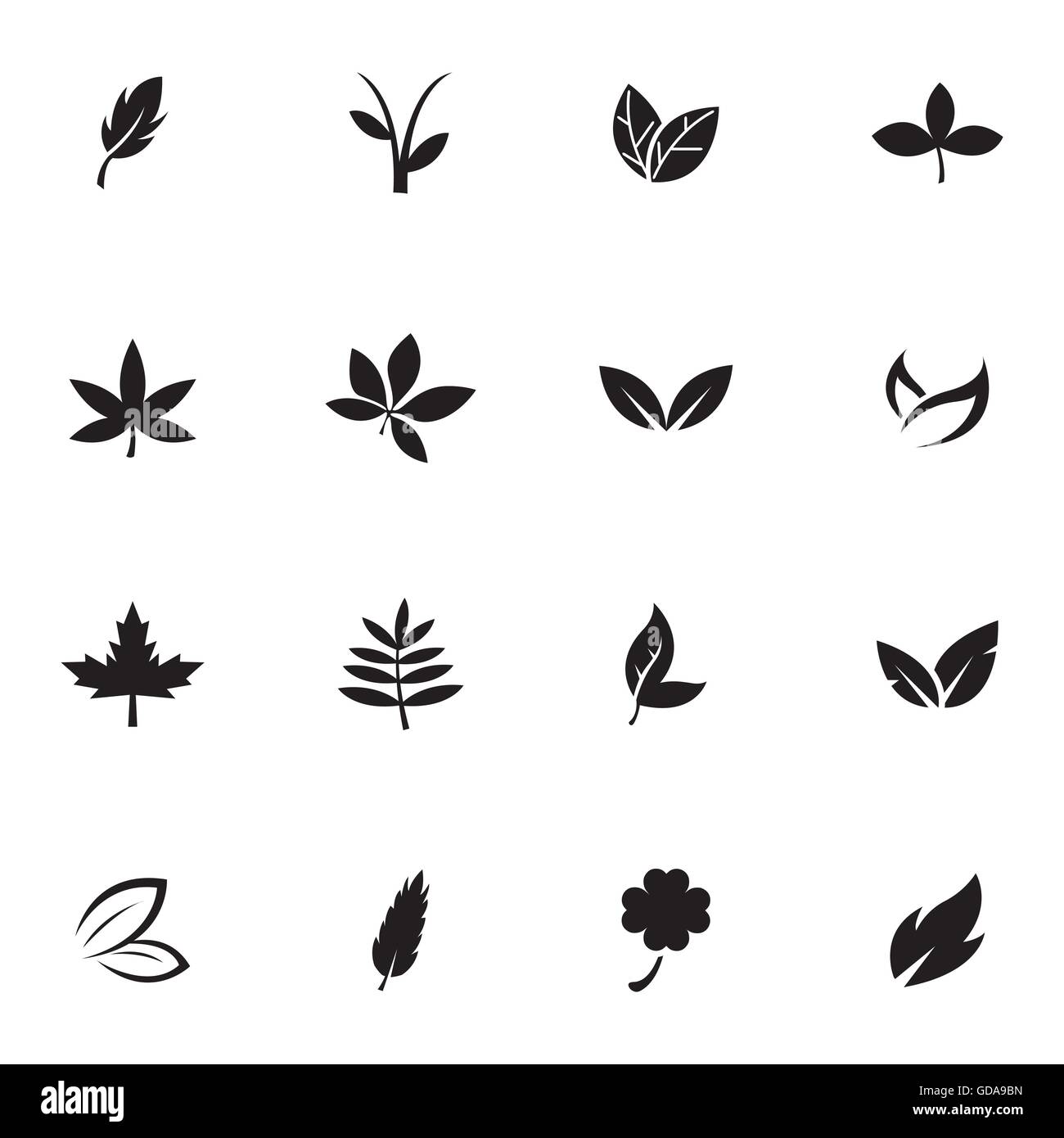 Vector black leaf icons set Stock Vector Image & Art - Alamy