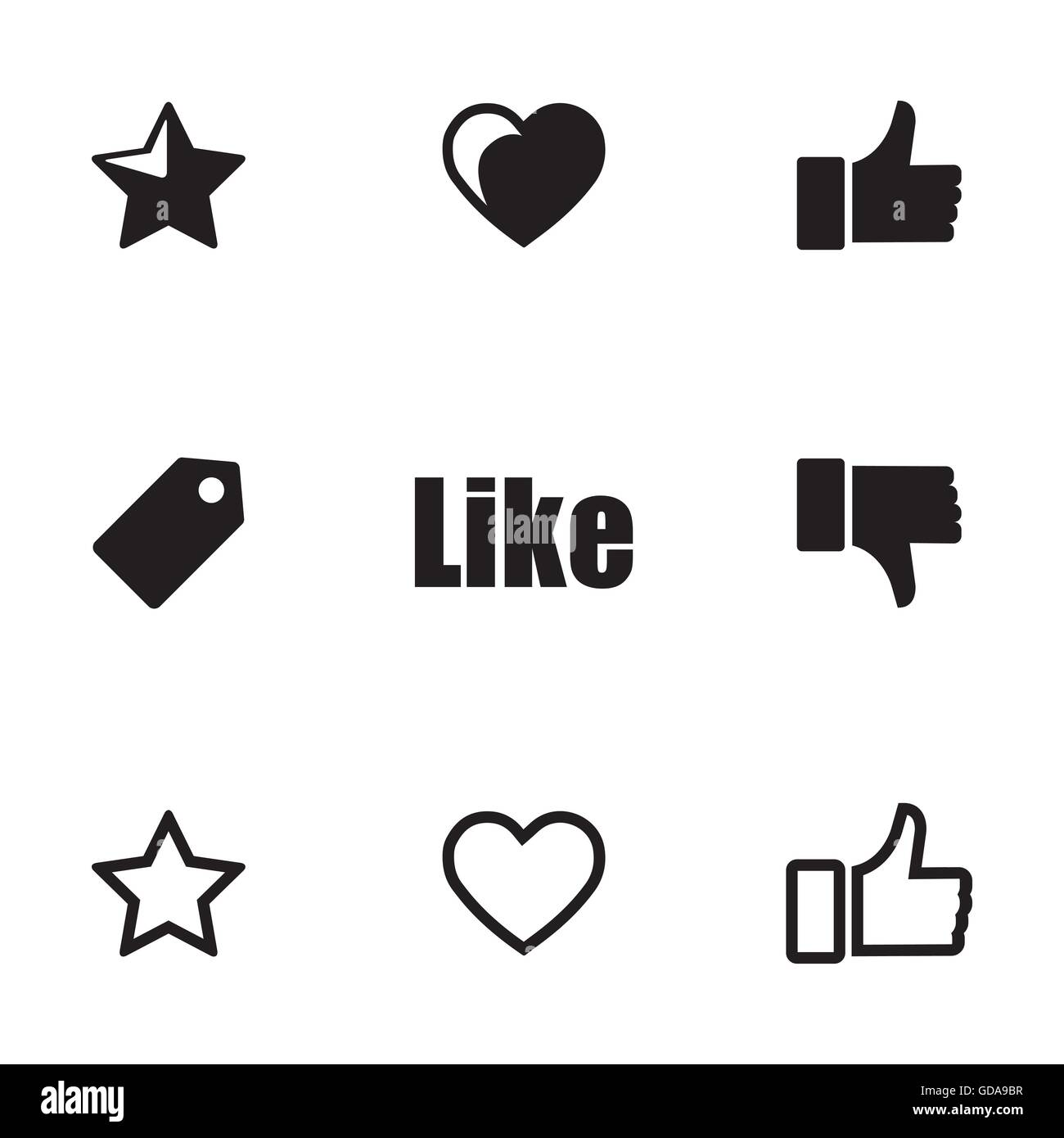Vector black like icons set Stock Vector Image & Art - Alamy