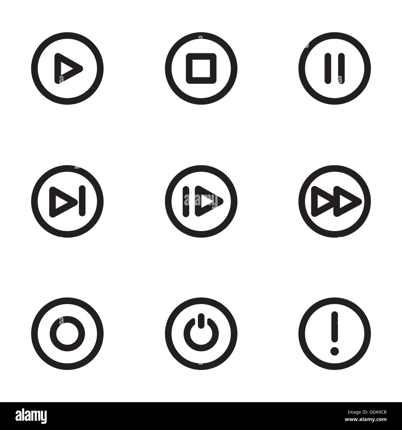 Vector black media buttons icons set Stock Vector Image & Art - Alamy
