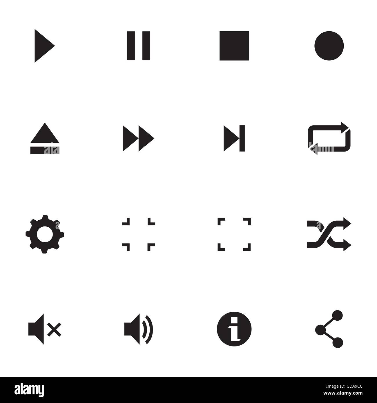 Vector black media player icons set Stock Vector Image & Art - Alamy