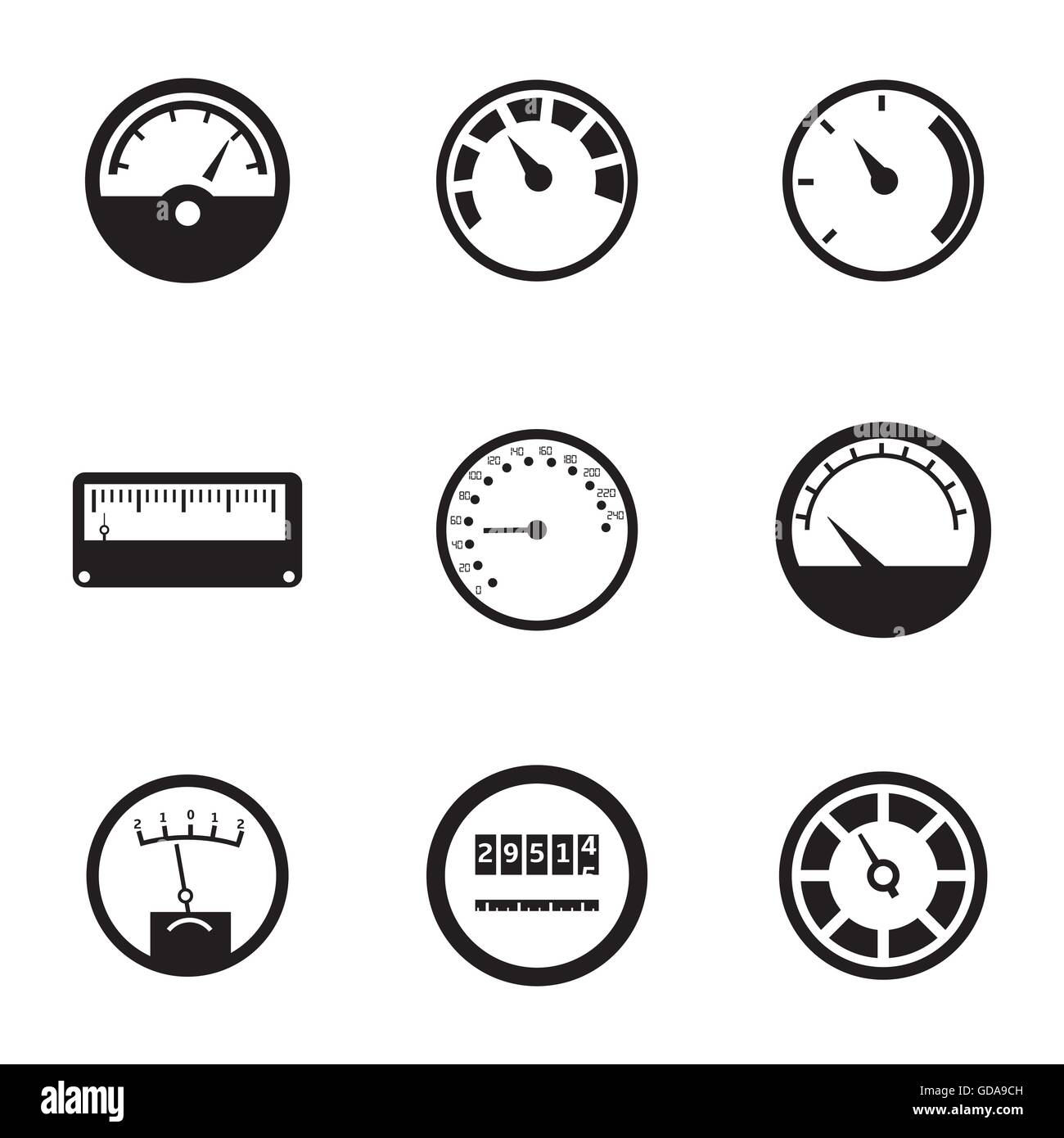 Vector black meter icons set Stock Vector Image & Art - Alamy