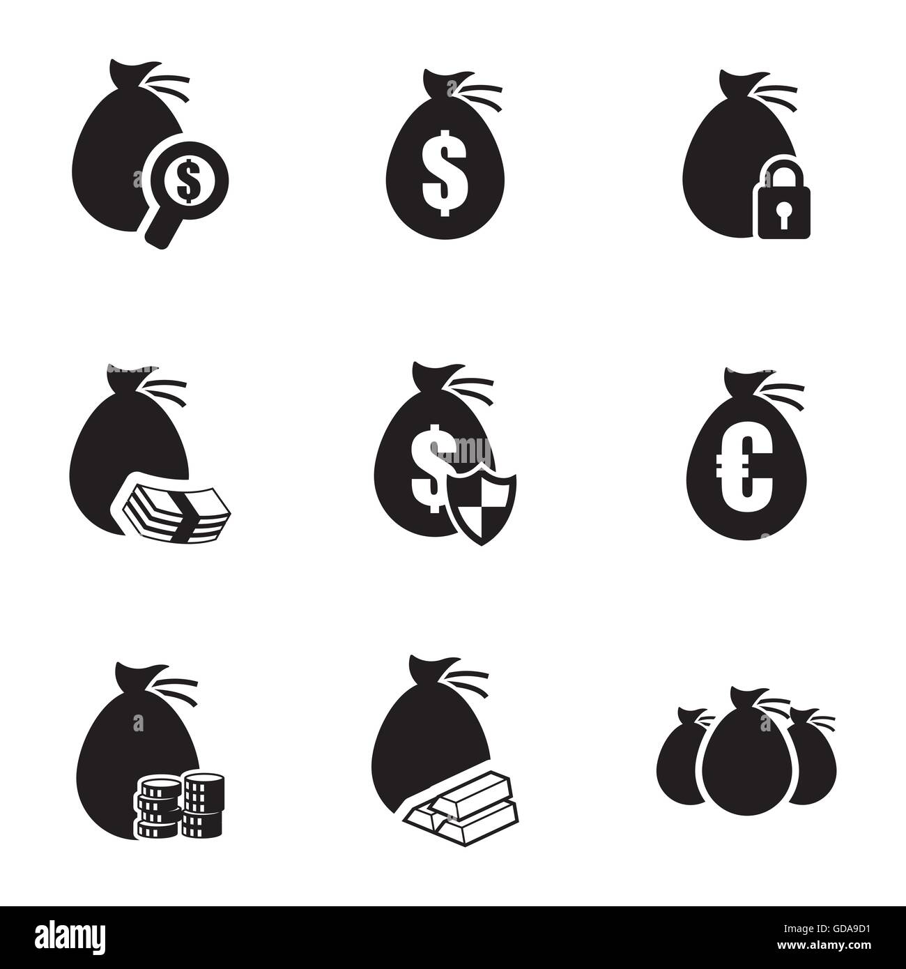 Vector black money icons set Stock Vector Image & Art - Alamy