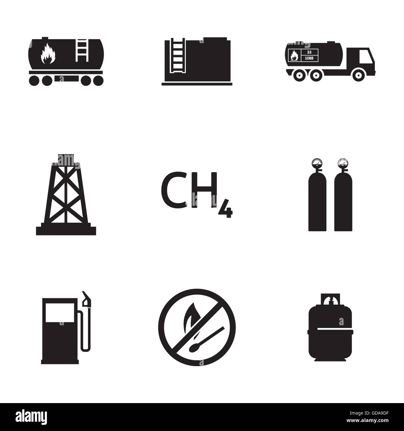 Vector black natural gas icons set Stock Vector Image & Art - Alamy