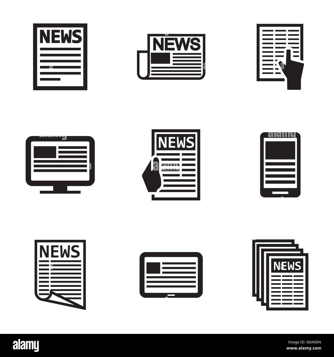 Vector black newspaper icons set Stock Vector Image & Art - Alamy