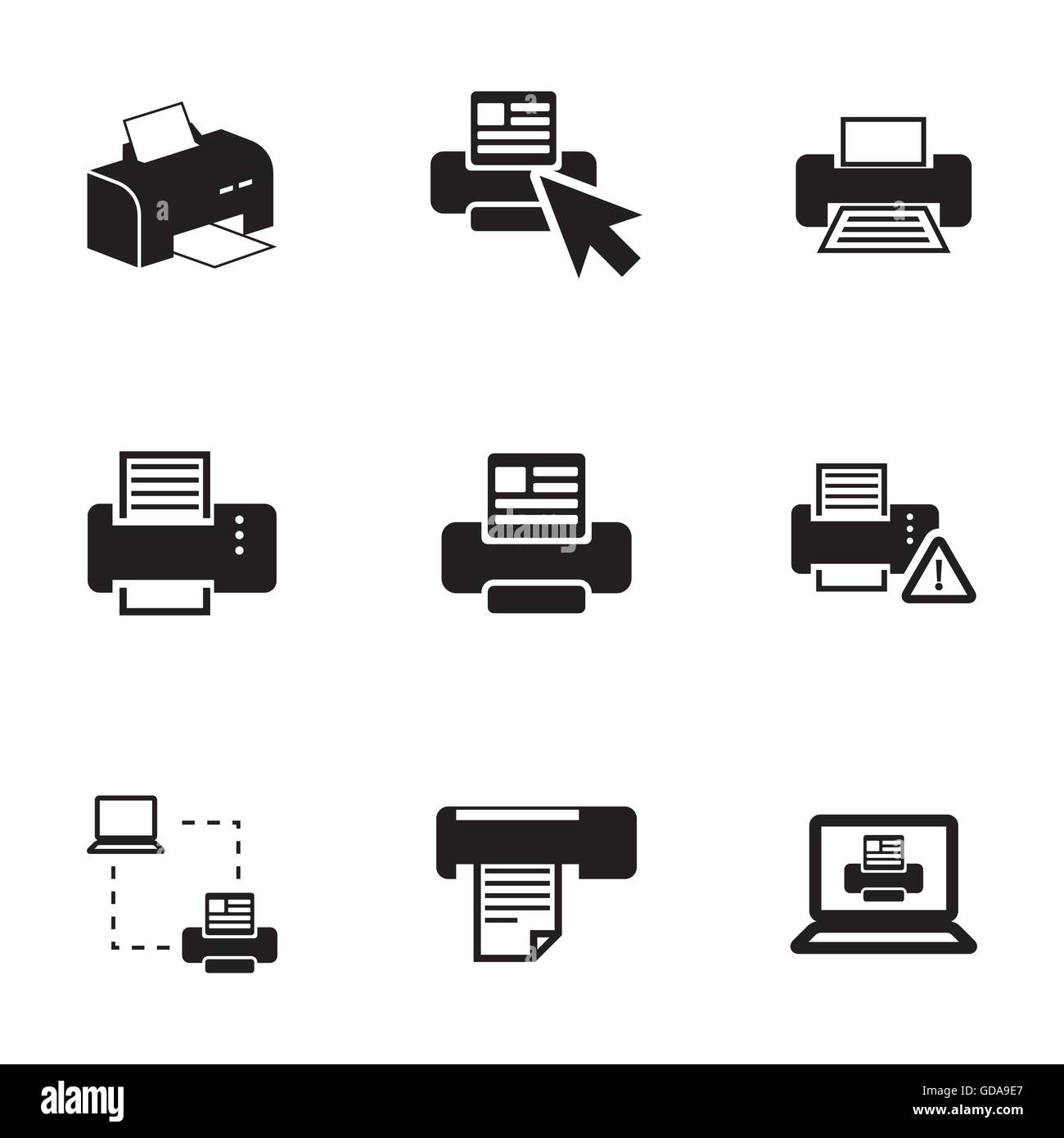 Vector balck printer icons set Stock Vector Image & Art - Alamy