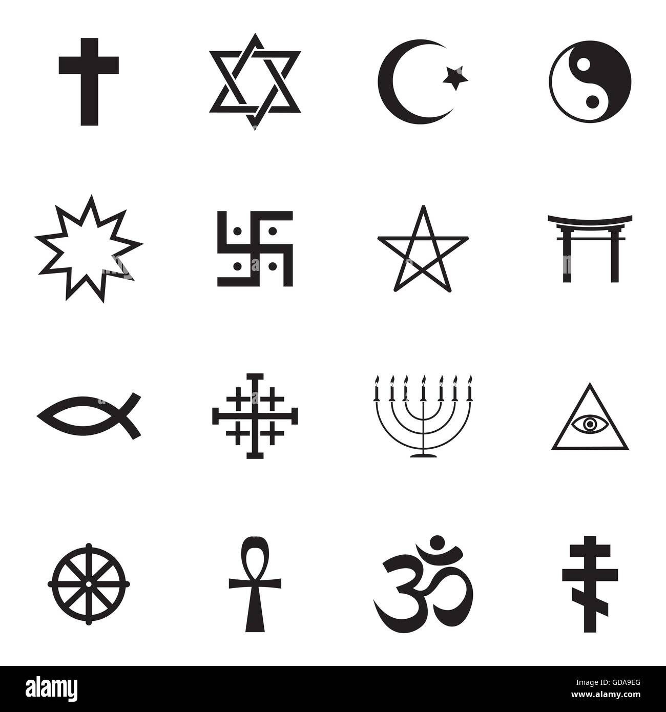 Vector black religious symbols set Stock Vector Image & Art - Alamy