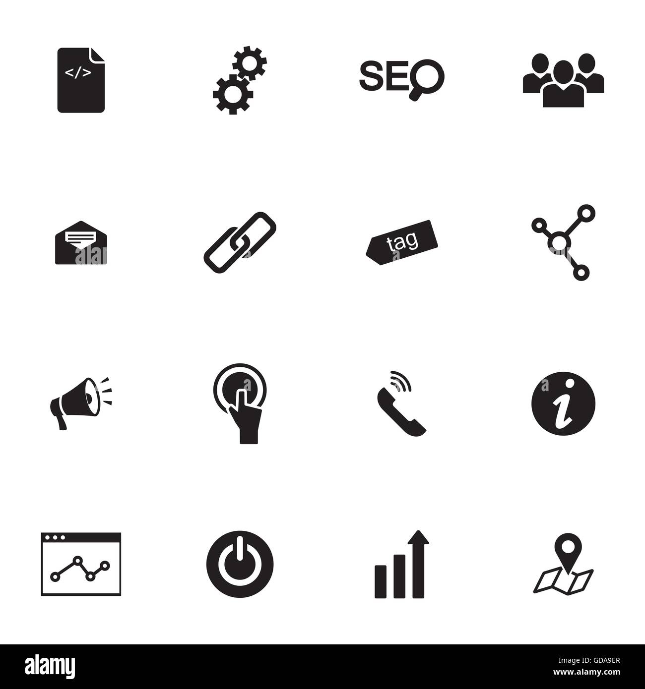 Vector black seo icons set Stock Vector Image & Art - Alamy