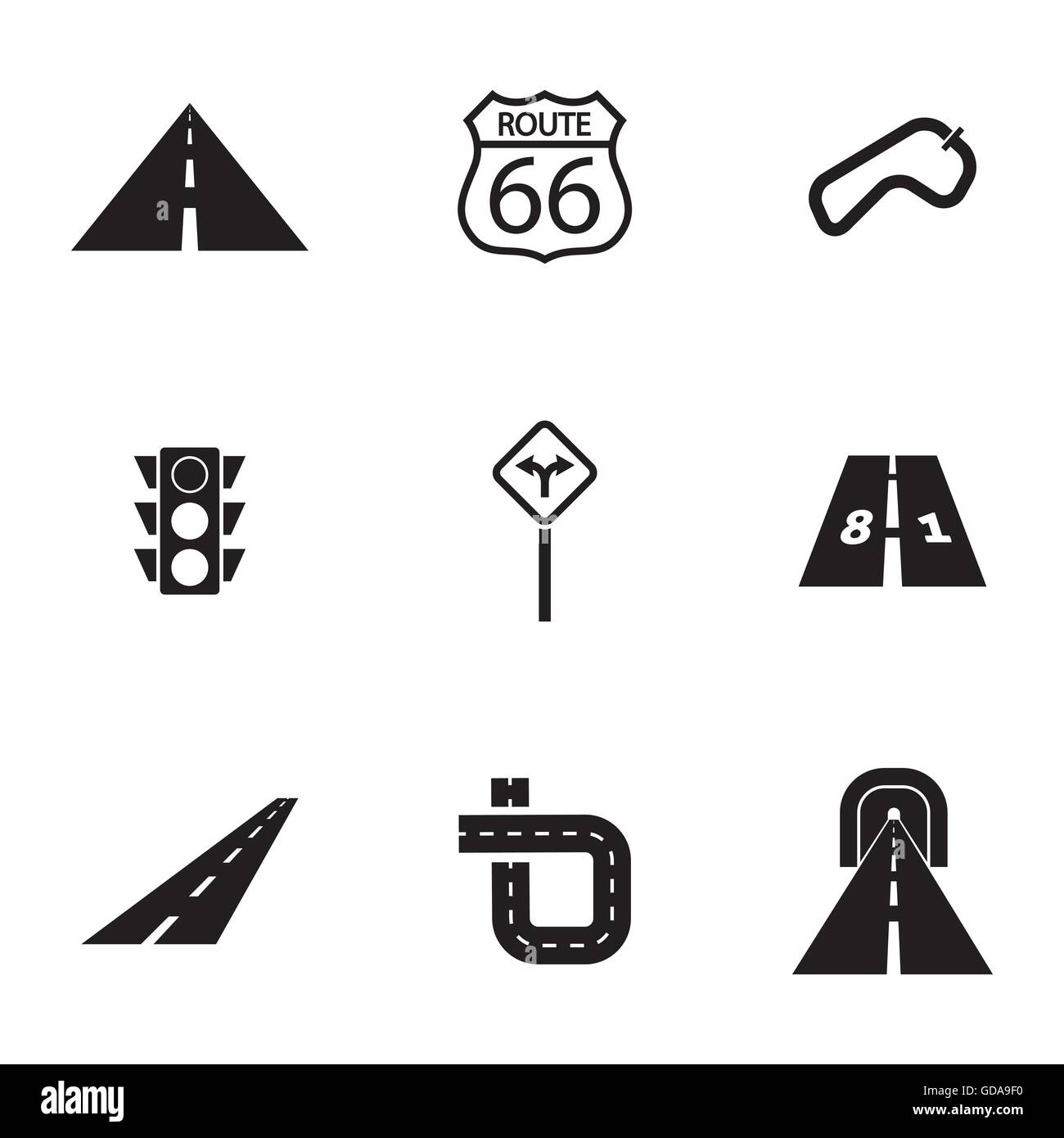 Vector black road icons set Stock Vector Image & Art - Alamy