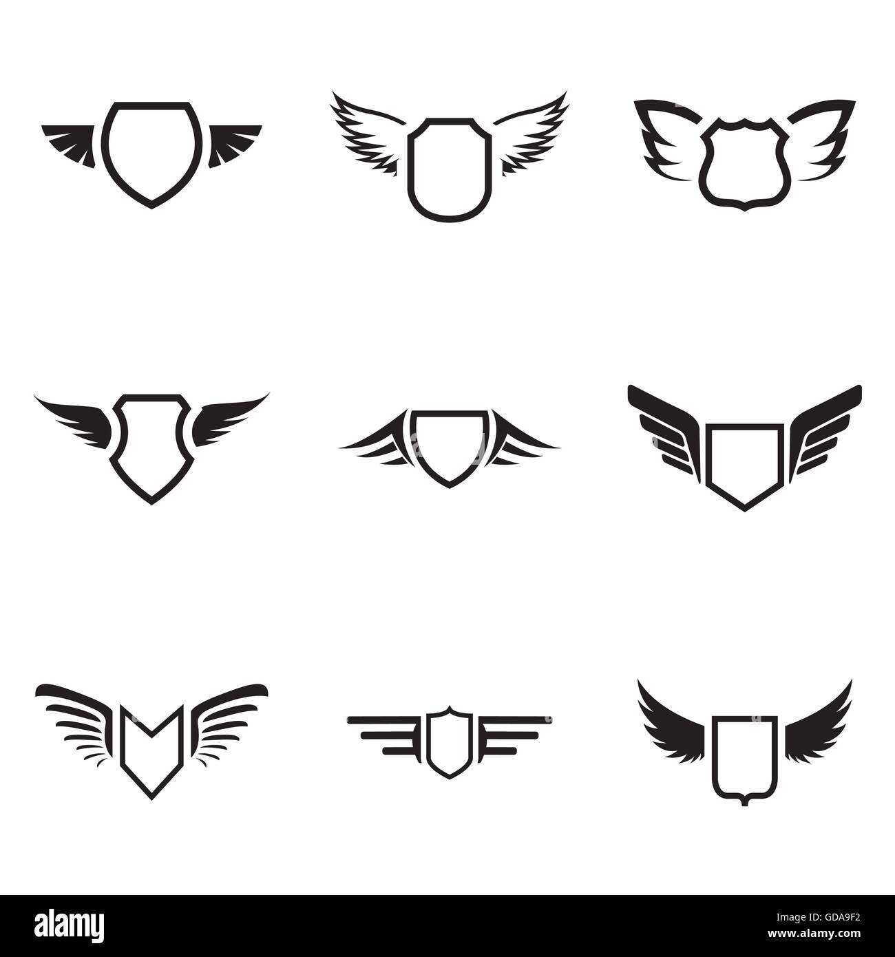 Vector black shield icons set Stock Vector Image & Art - Alamy