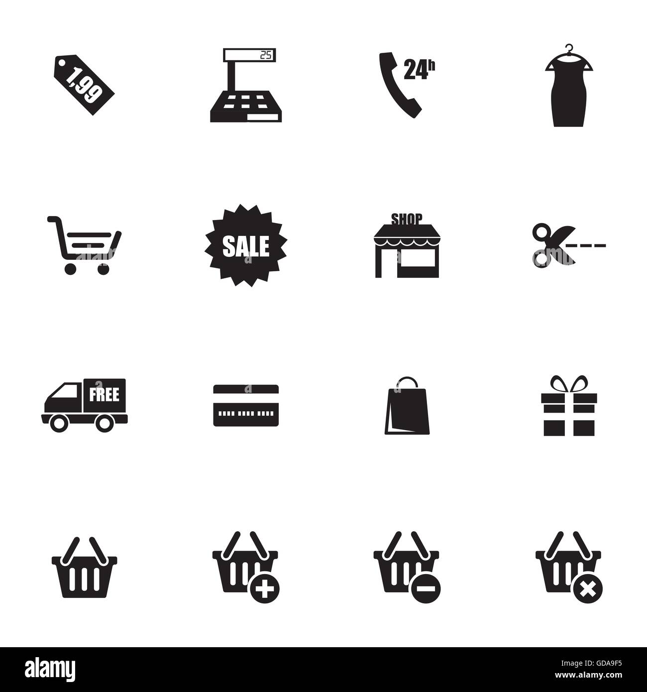 Vector black shopping icons set Stock Vector Image & Art - Alamy