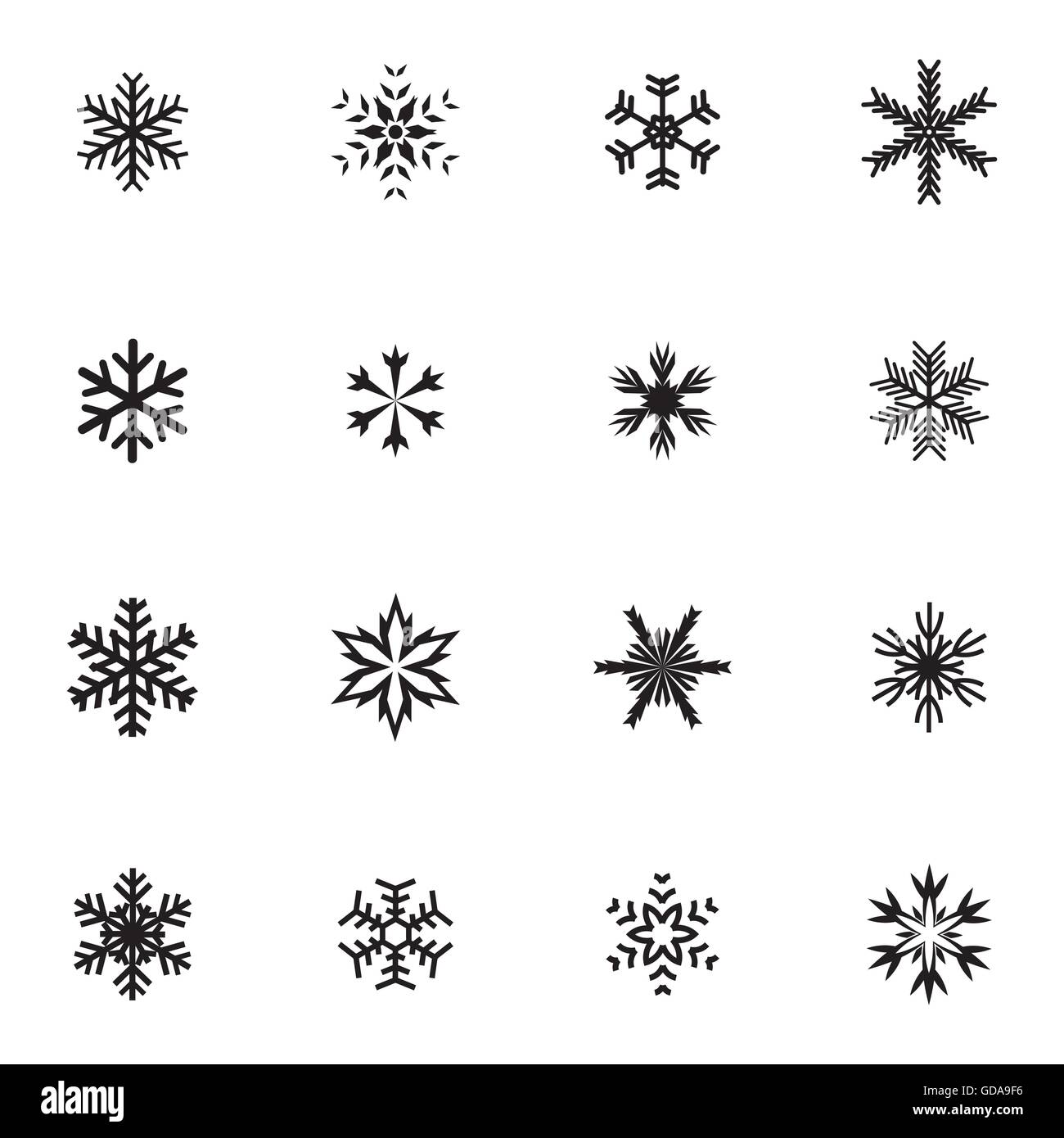 Vector black snowflake icons set Stock Vector Image & Art - Alamy