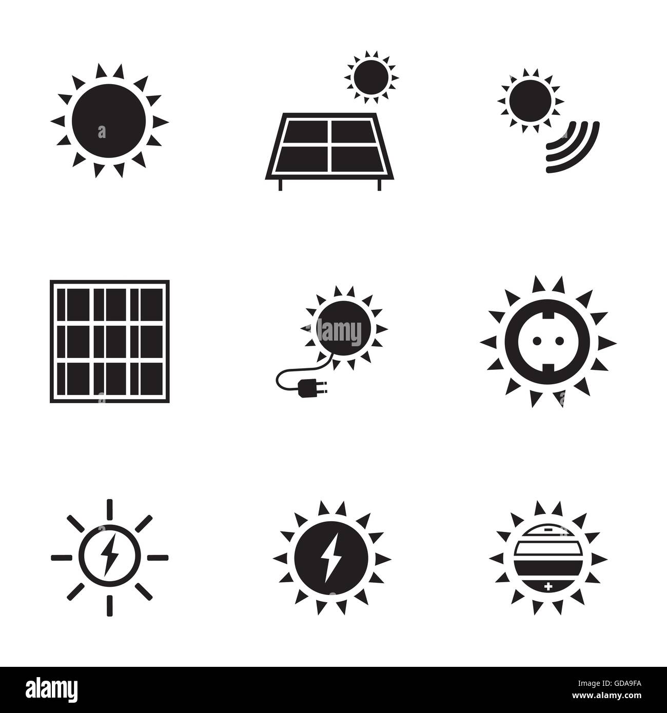 Vector black solar energy icons set Stock Vector Image & Art - Alamy