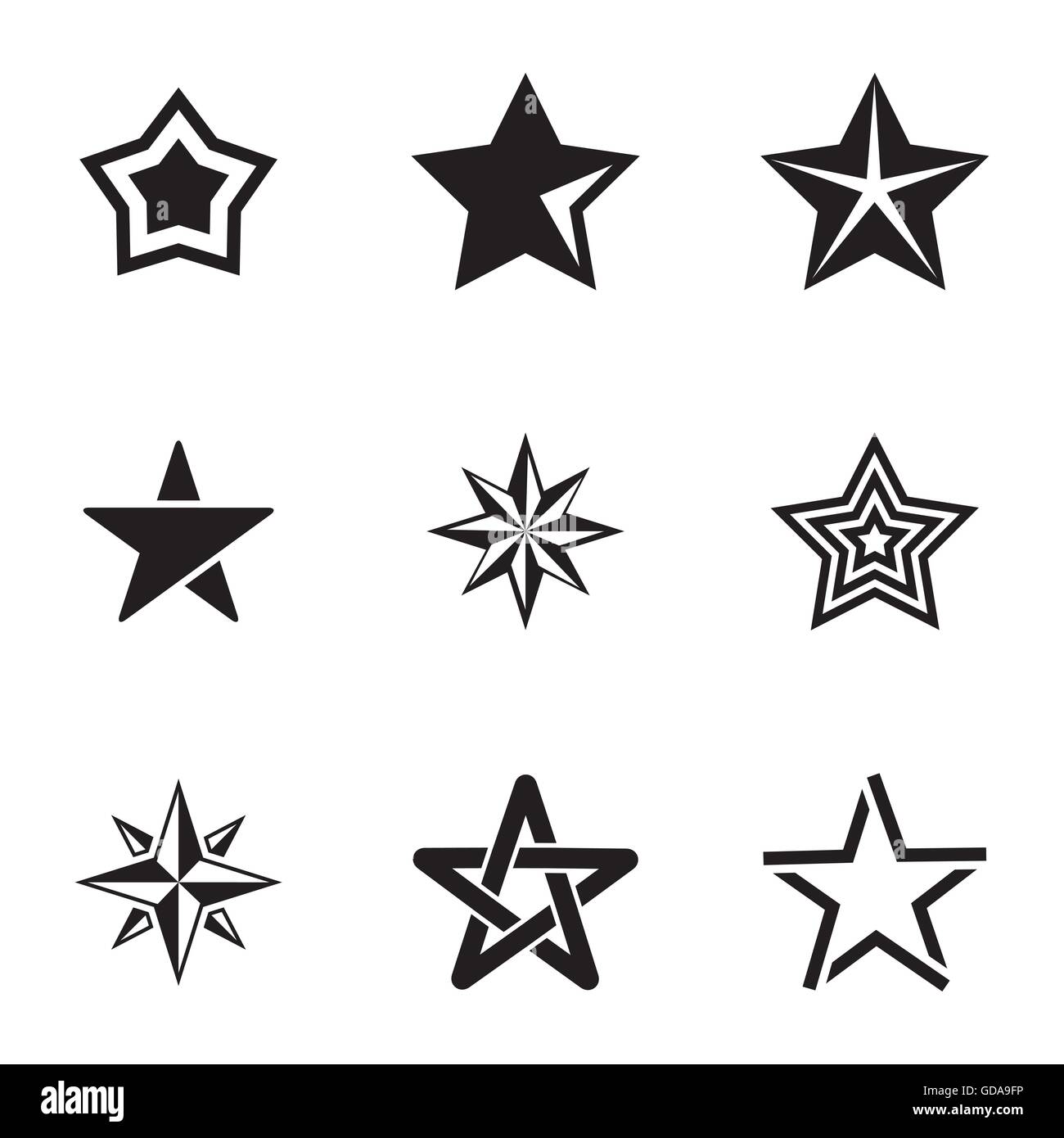Vector black stars icons set Stock Vector Image & Art - Alamy