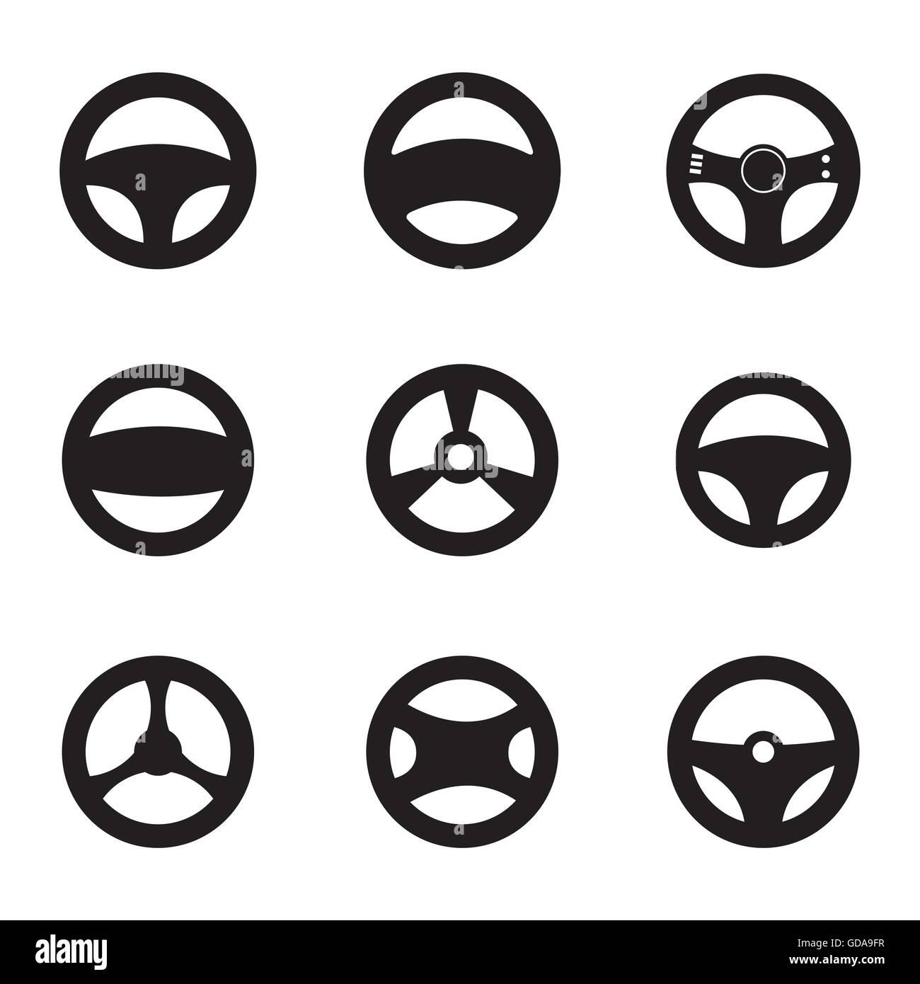 Vector black Steering wheels icons set Stock Vector Image & Art - Alamy