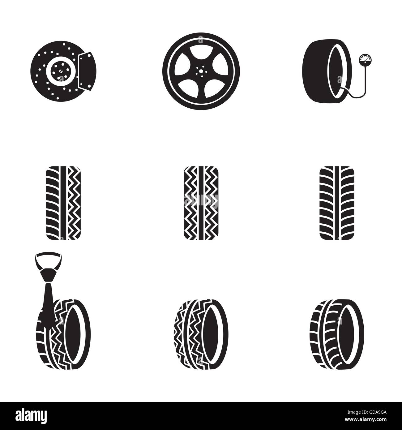 Vector black tire icons set Stock Vector Image & Art - Alamy