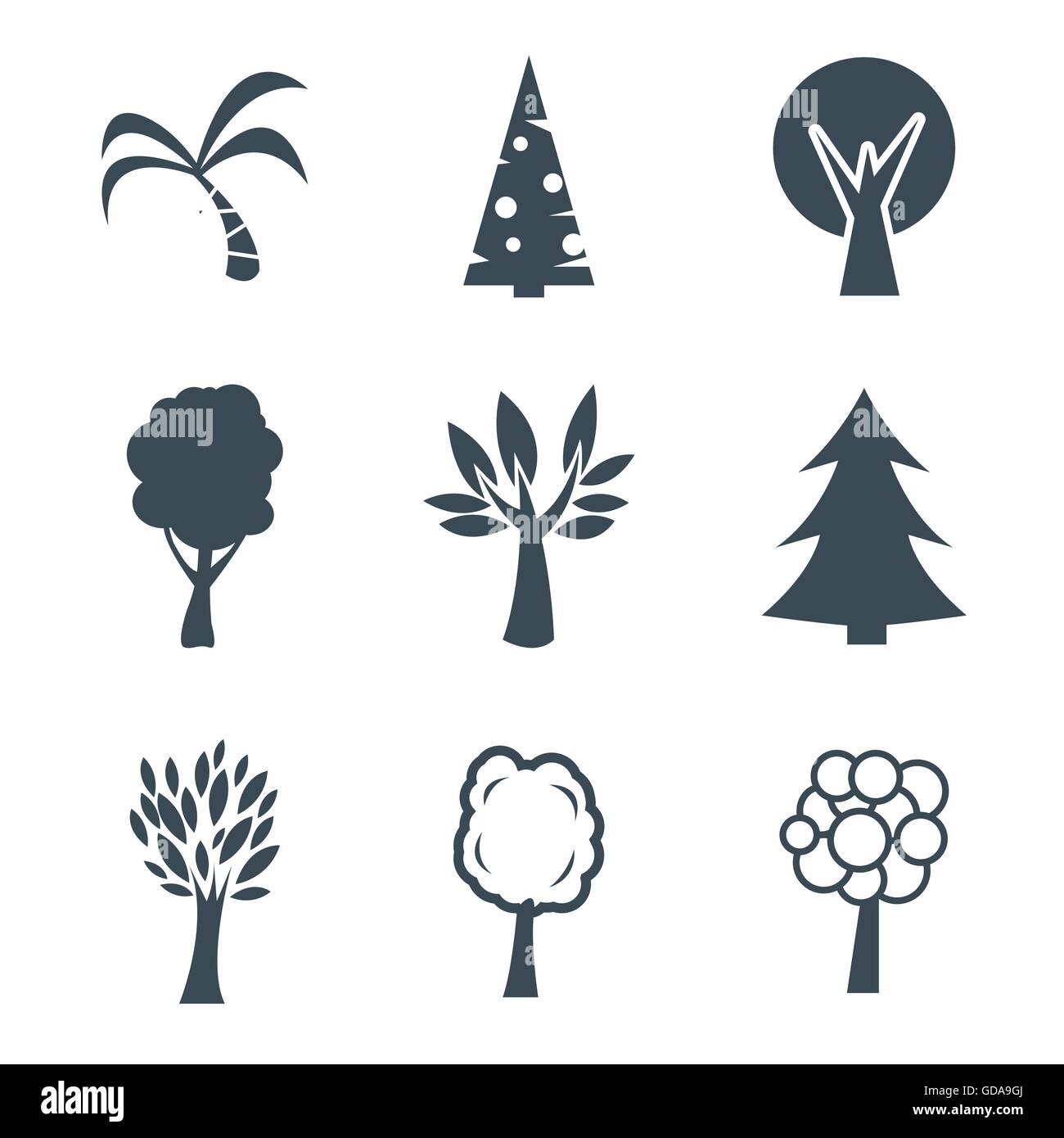 Vector black trees icons set Stock Vector Image & Art - Alamy