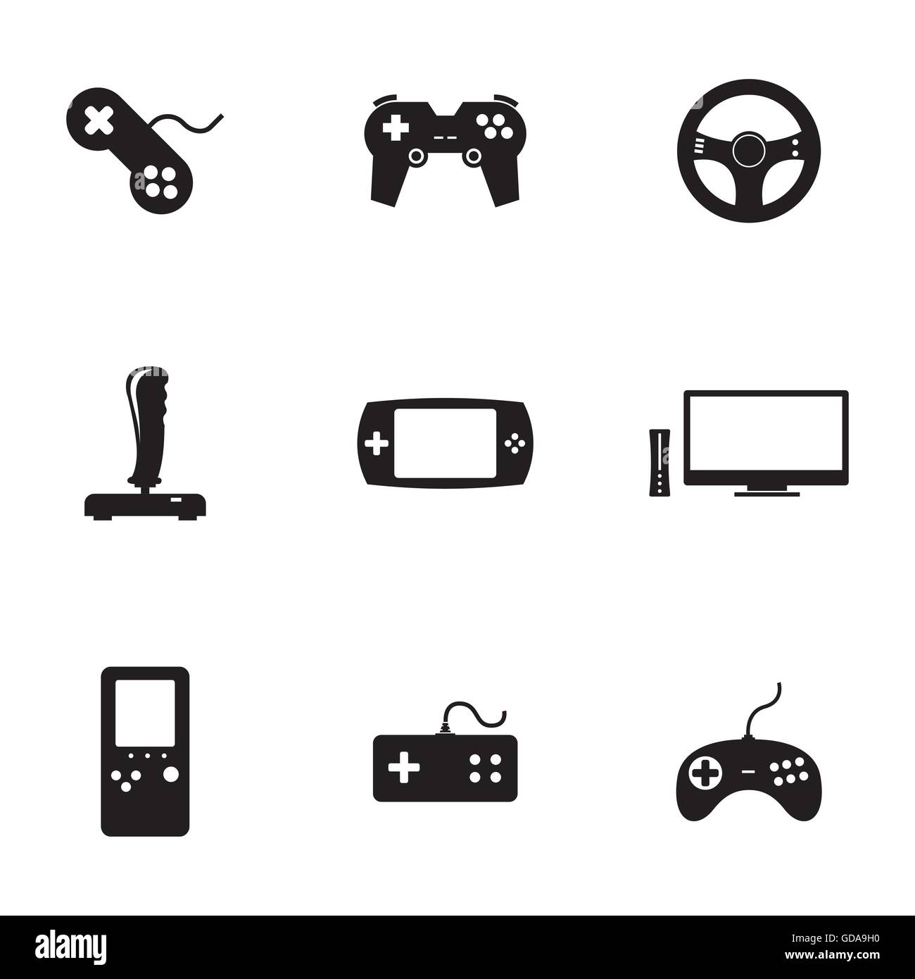Vector black video game icons set Stock Vector Image & Art - Alamy