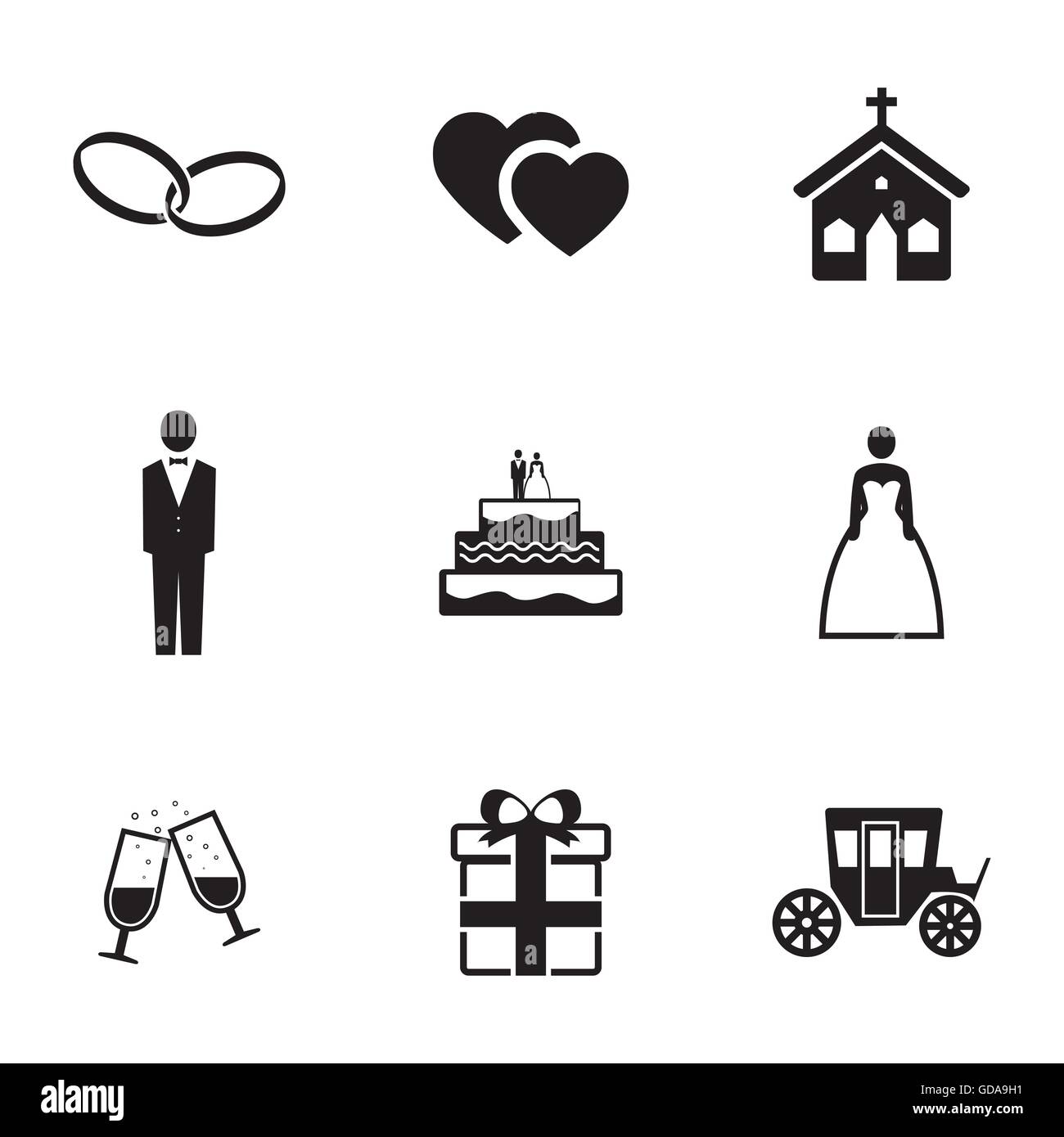 Vector black wedding icons set Stock Vector Image & Art - Alamy