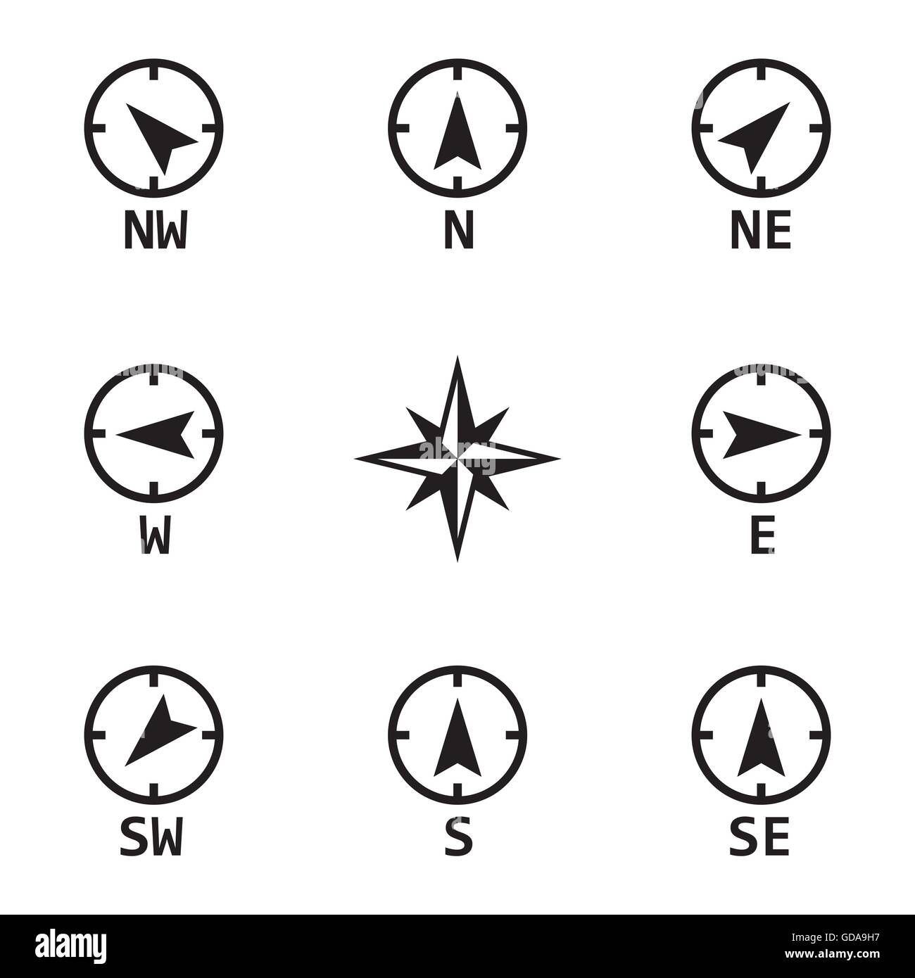 Vector black wind rose icons set Stock Vector Image & Art - Alamy