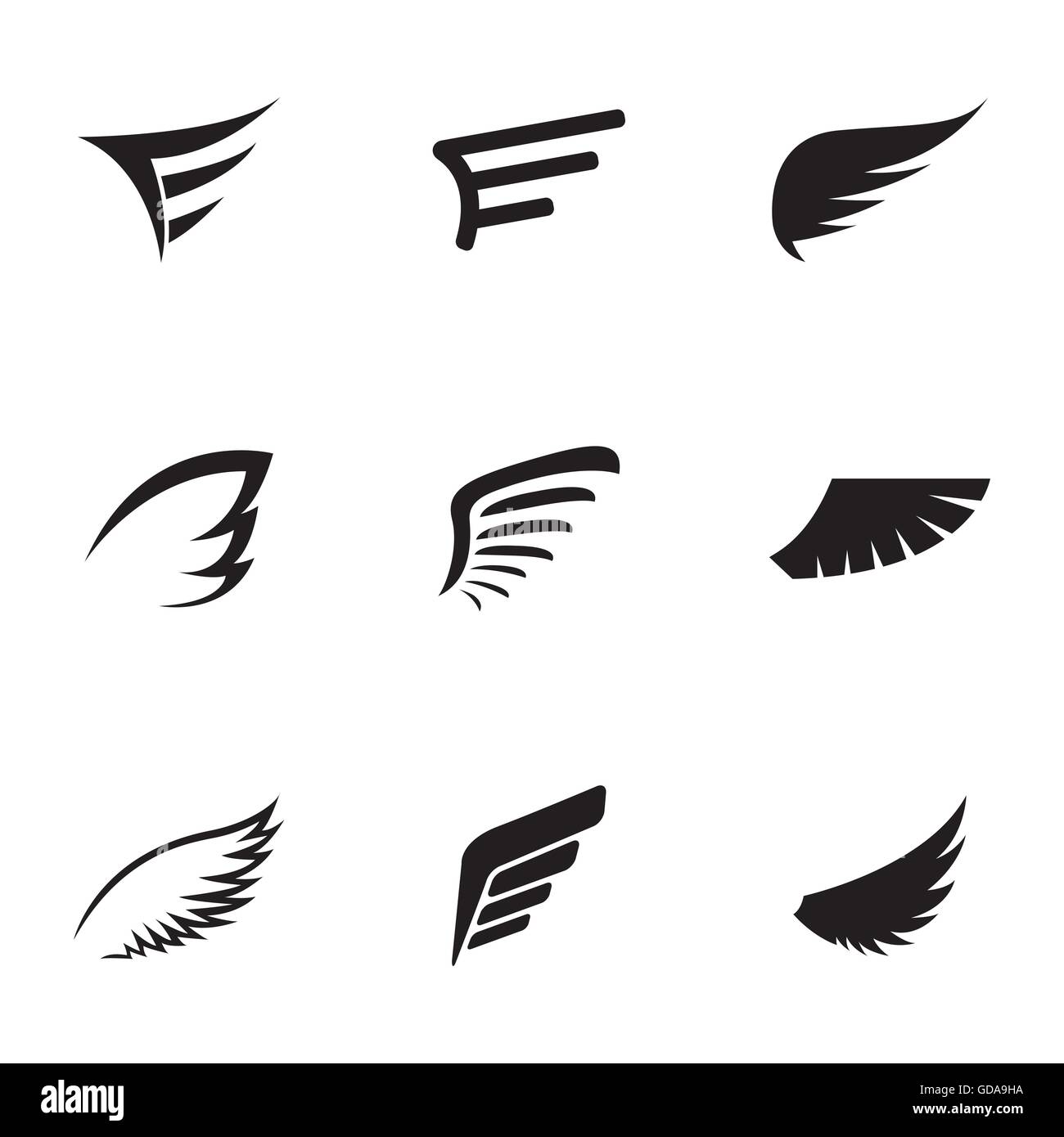 Vector black wing icons set Stock Vector Image & Art - Alamy