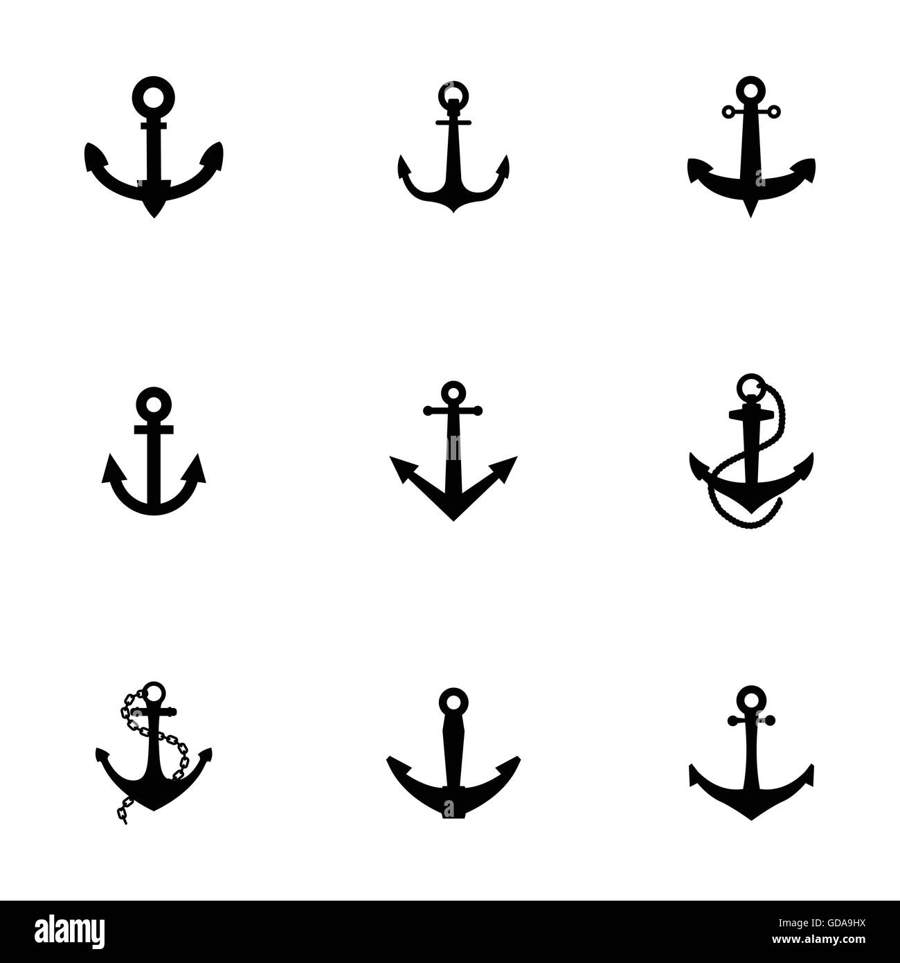 Vector black anchor icons set Stock Vector Image & Art - Alamy