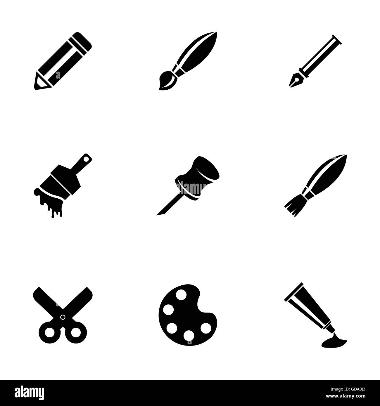 Vector black art tool icons set Stock Vector Image & Art - Alamy