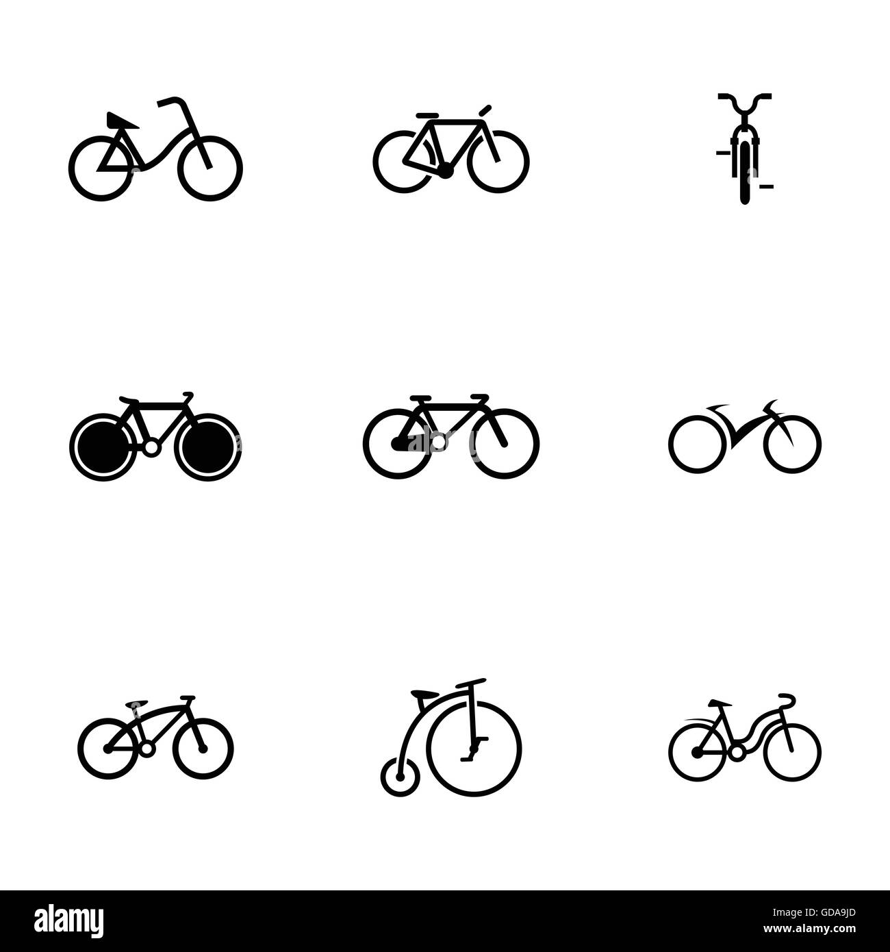 Vector black bicycle icons set Stock Vector Image & Art - Alamy