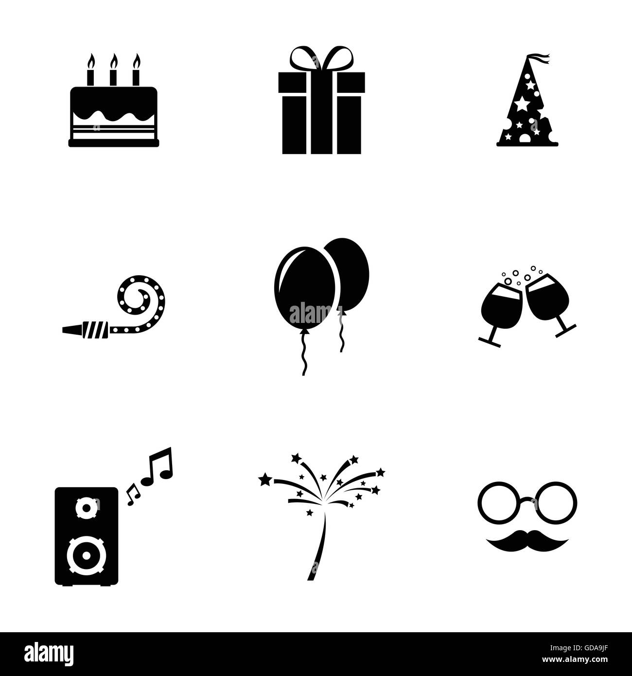 Vector black birthday icons set Stock Vector Image & Art - Alamy