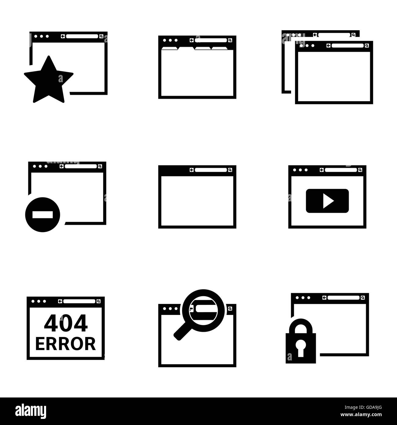 Vector black browser icons Stock Vector Image & Art - Alamy