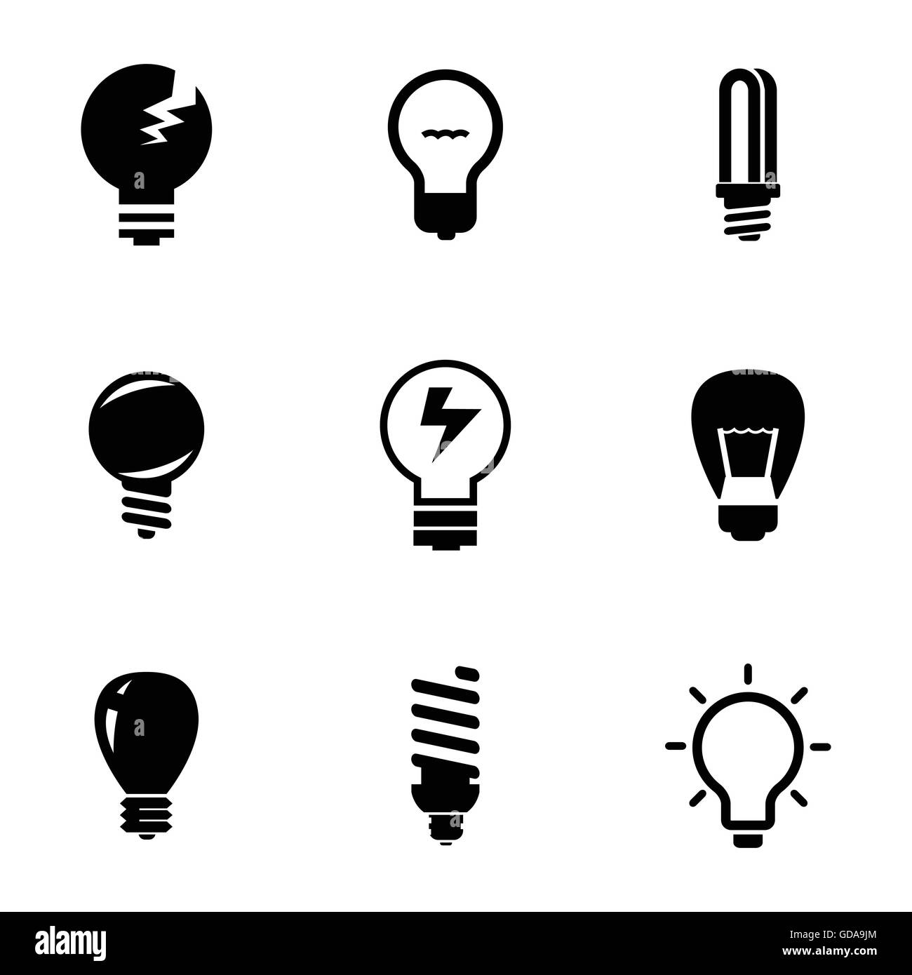 Vector black bulbs icons set Stock Vector Image & Art - Alamy