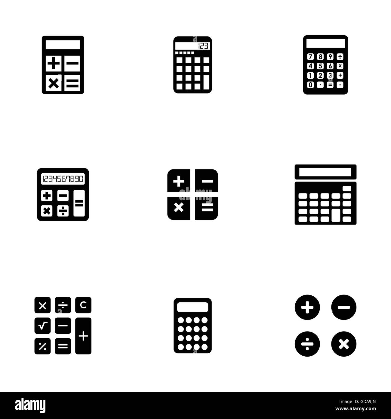 Vector black calculator icons set Stock Vector Image & Art - Alamy