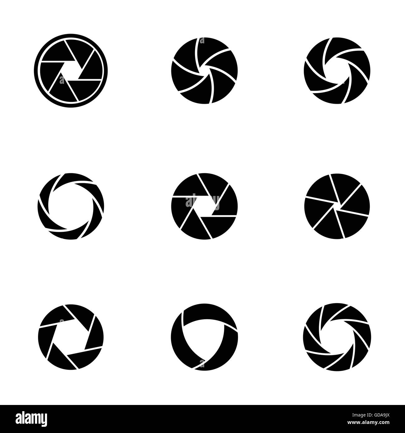 Vector black camera shutter icons set Stock Vector Image & Art - Alamy