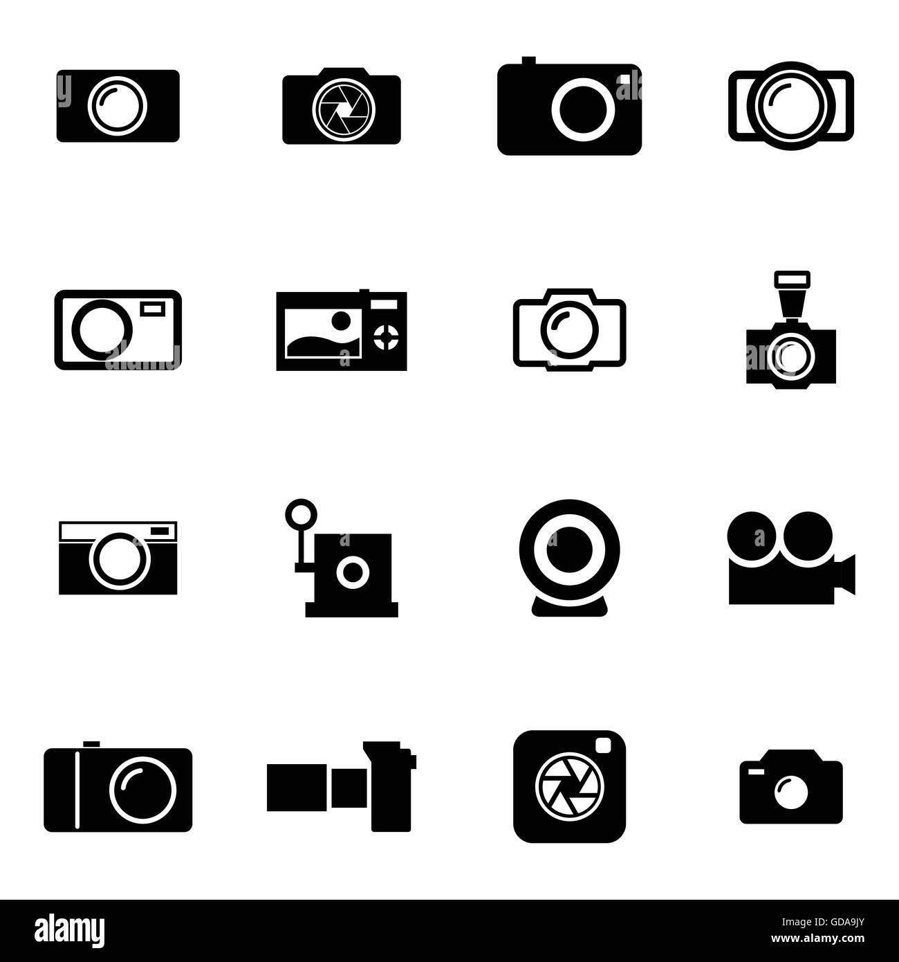 Vector black camera icons set Stock Vector Image & Art - Alamy