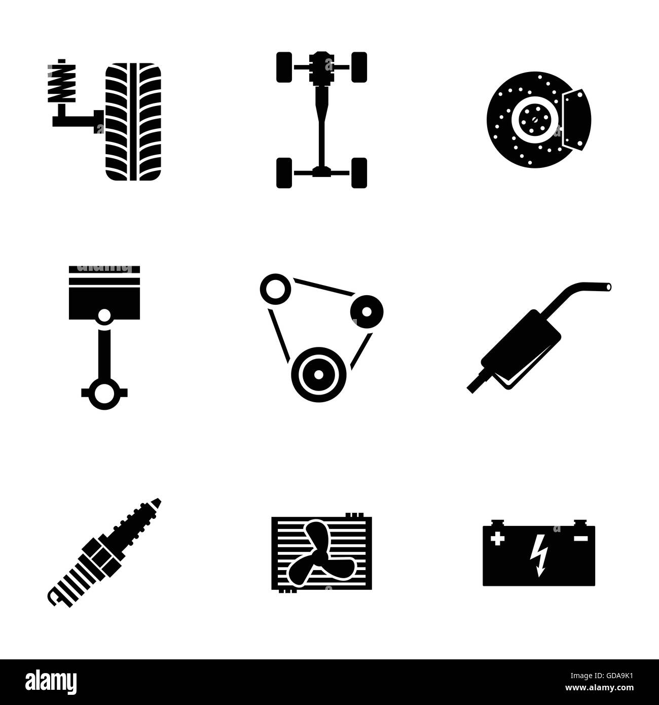 Vector black car parts icons set Stock Vector Image & Art - Alamy