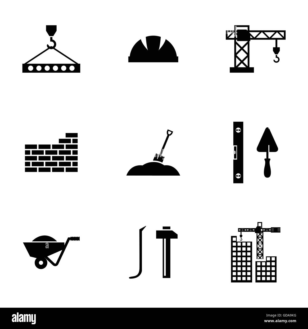 Vector black construction icons set Stock Vector Image & Art - Alamy