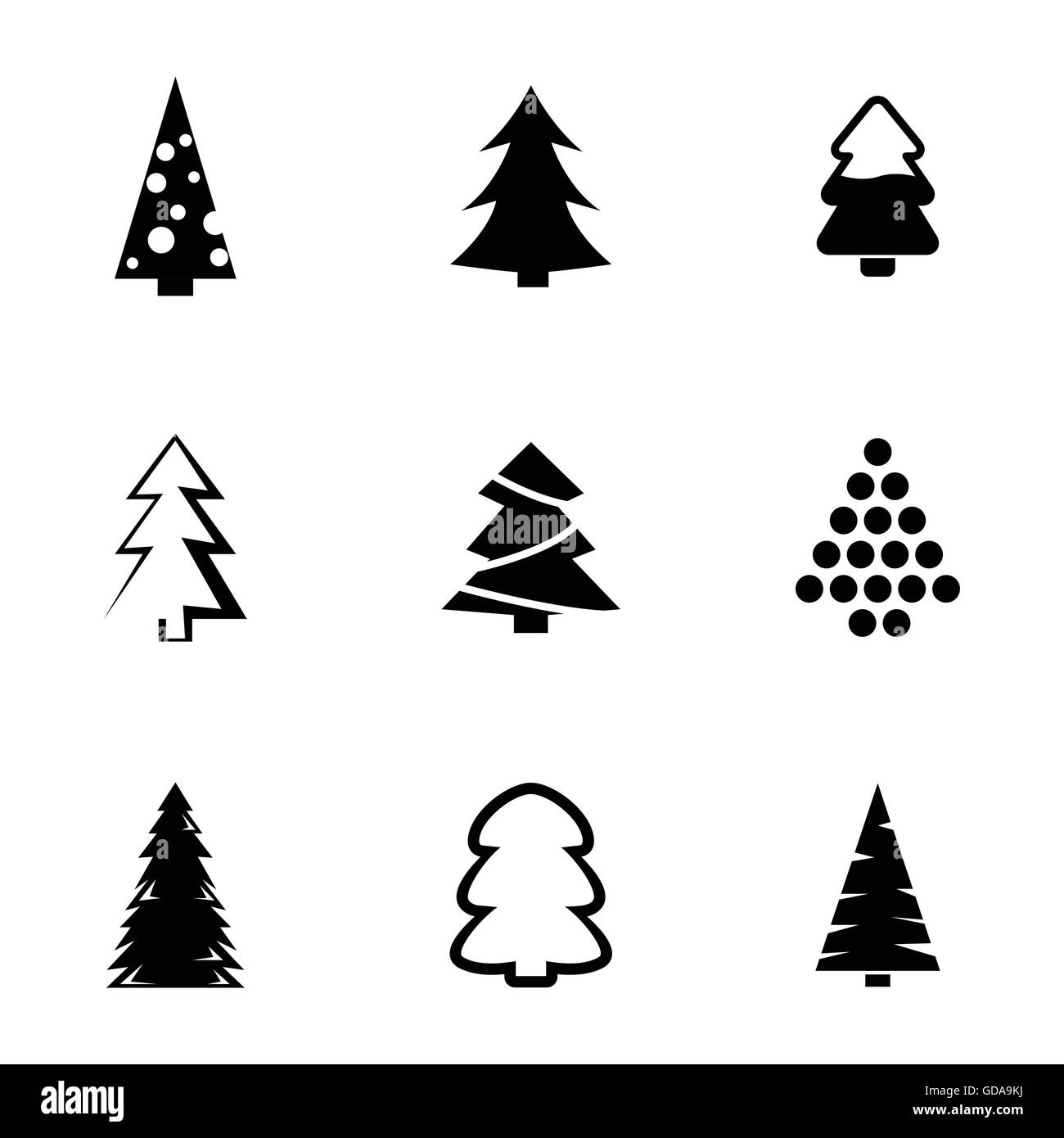 Retro christmas trees on Black and White Stock Photos & Images - Alamy