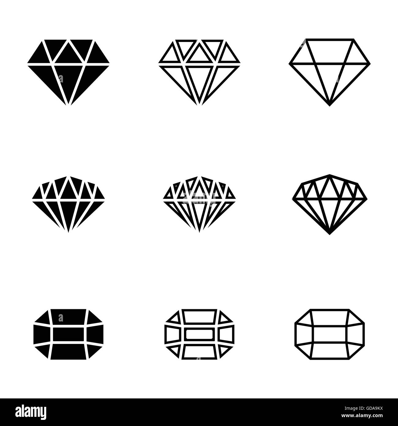 Vector black diamond icons set Stock Vector Image & Art - Alamy