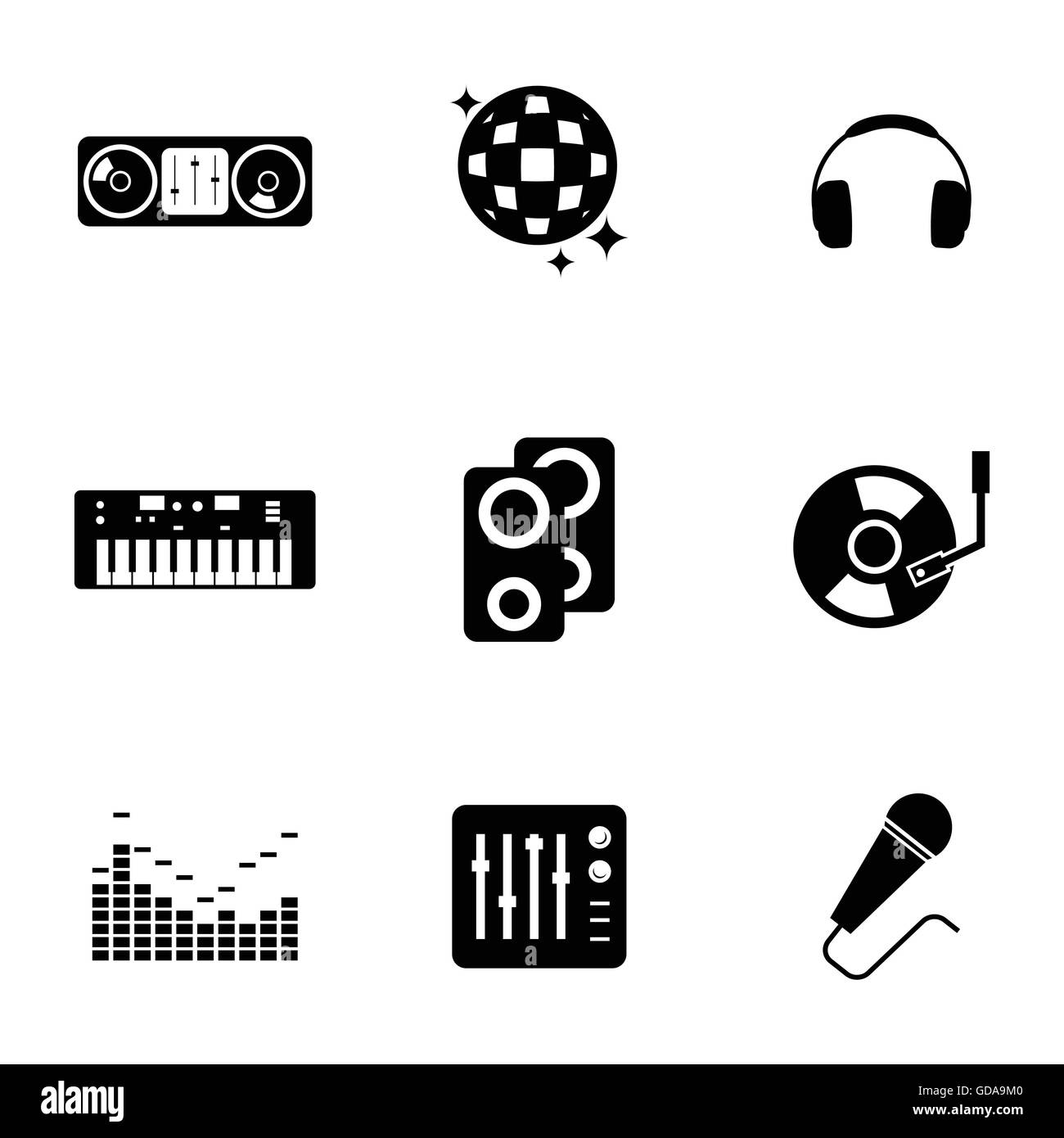 Vector black dj icons set Stock Vector Image & Art - Alamy