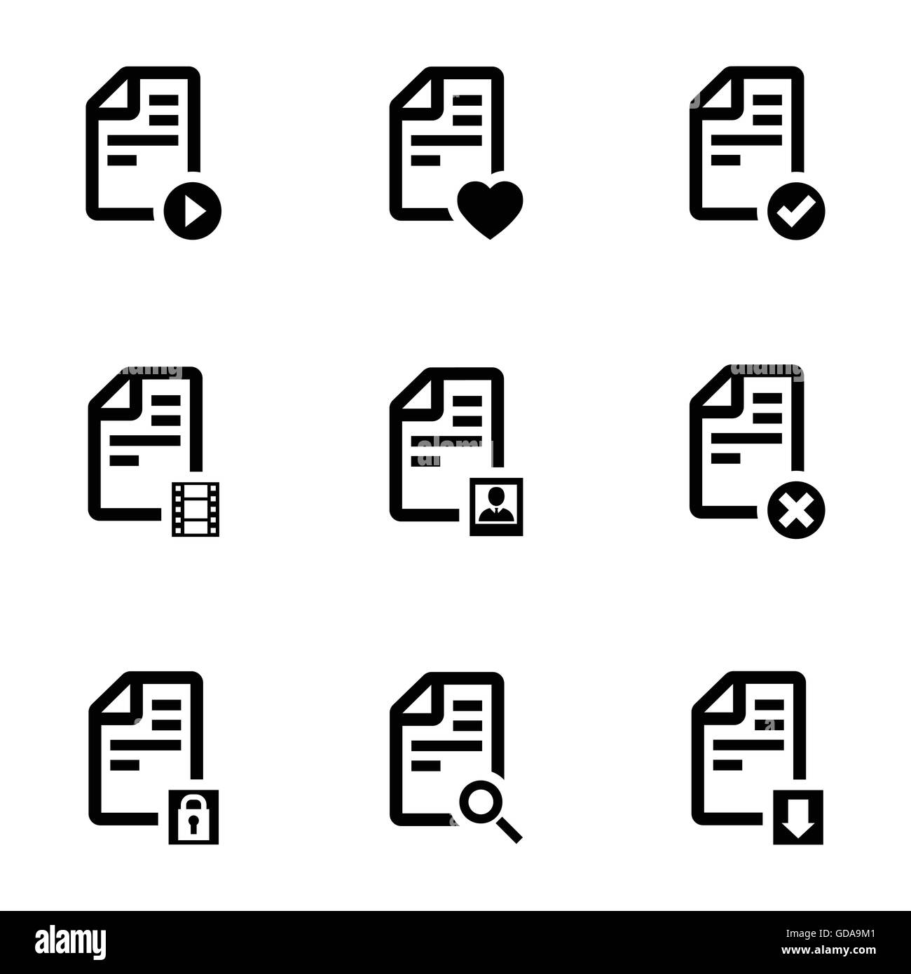 Vector black documents icons set Stock Vector Image & Art - Alamy