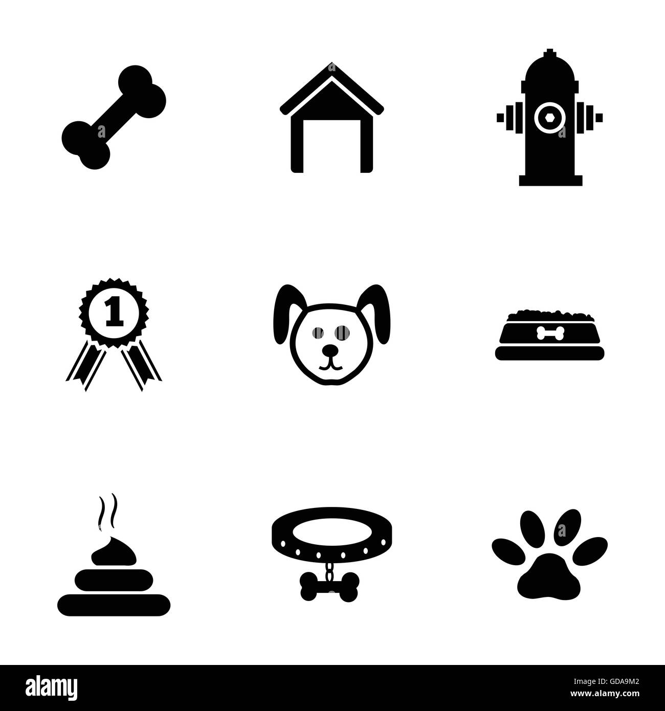 Dog kennel icons set Black and White Stock Photos & Images - Alamy