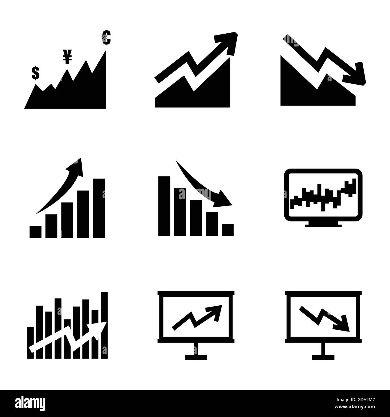 Vector black economic icons set Stock Vector Image & Art - Alamy