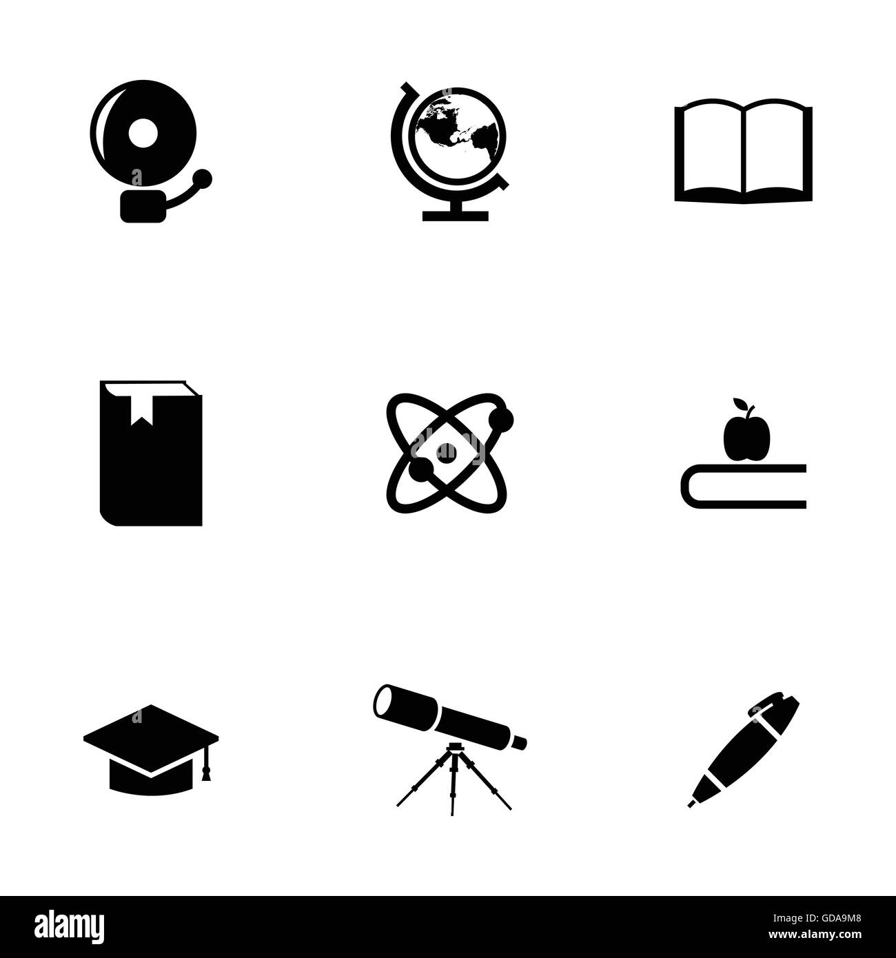 Education vector icon collection Black and White Stock Photos & Images ...