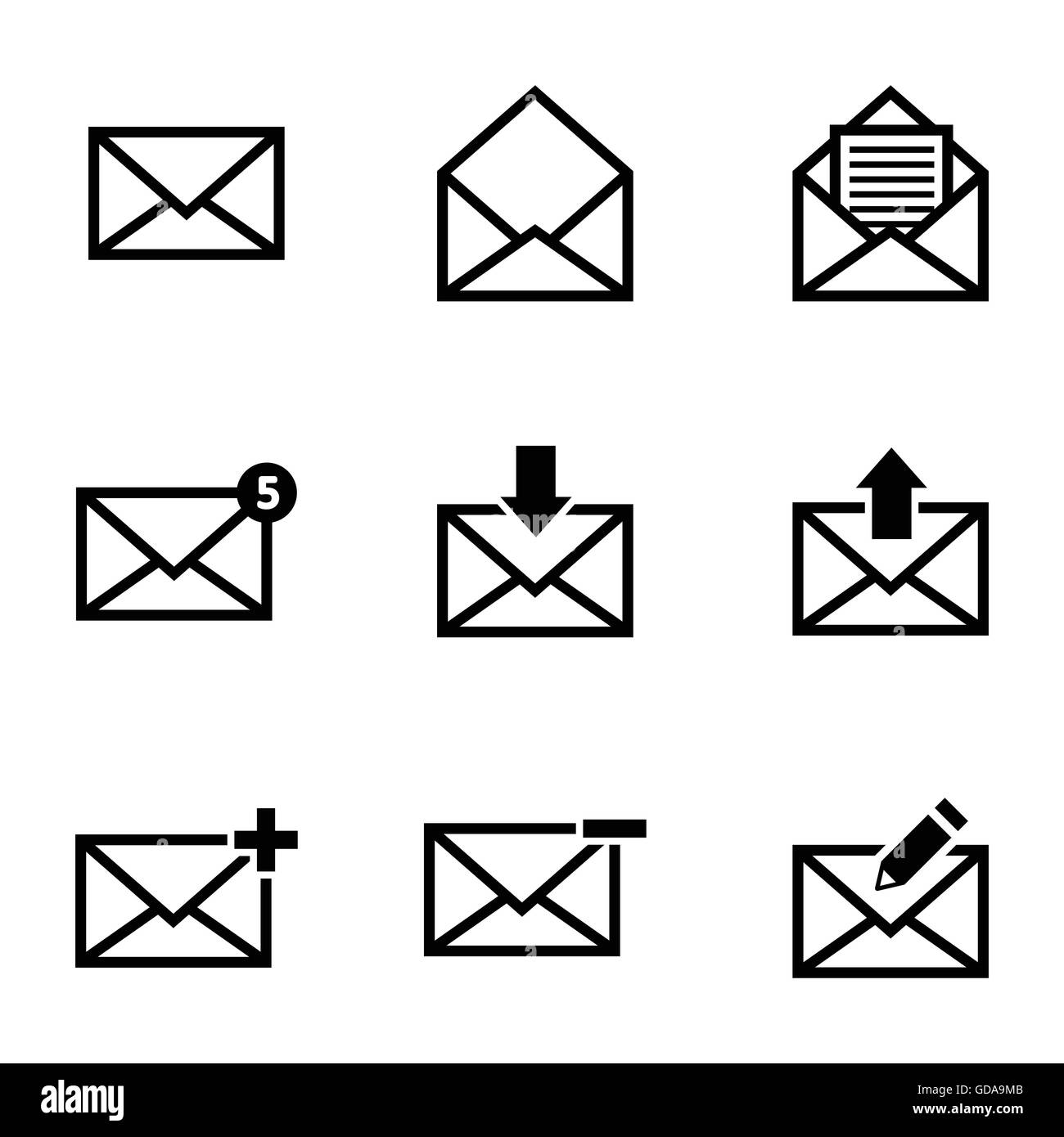 Vector black email icons set Stock Vector Image & Art - Alamy