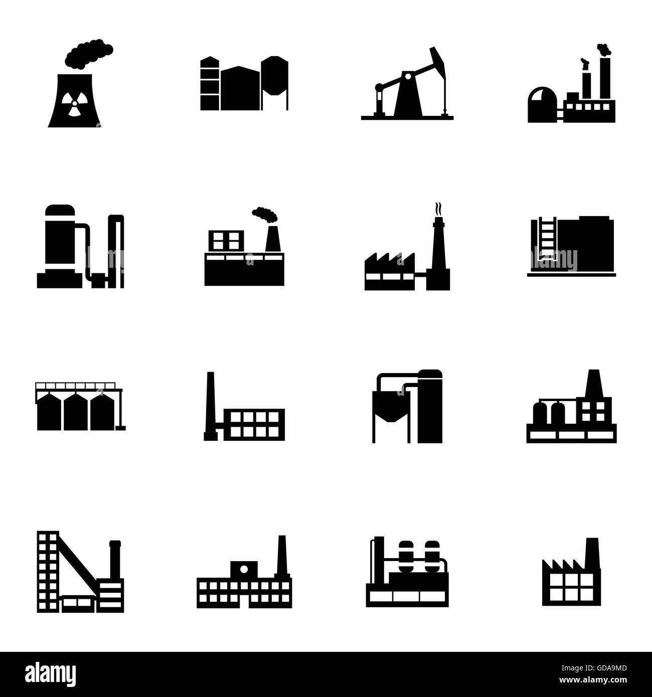 Vector black factory icons set Stock Vector Image & Art - Alamy