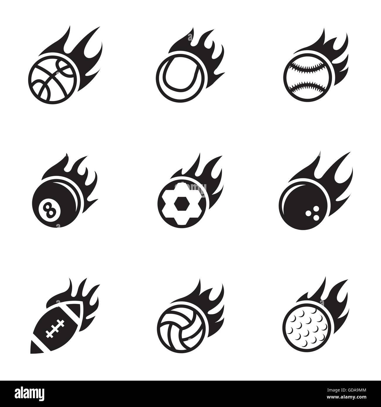 Vector baseball ball fire Cut Out Stock Images & Pictures - Alamy