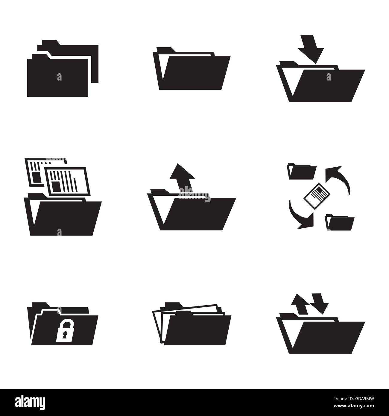 Vector black folder icons set Stock Vector Image & Art - Alamy