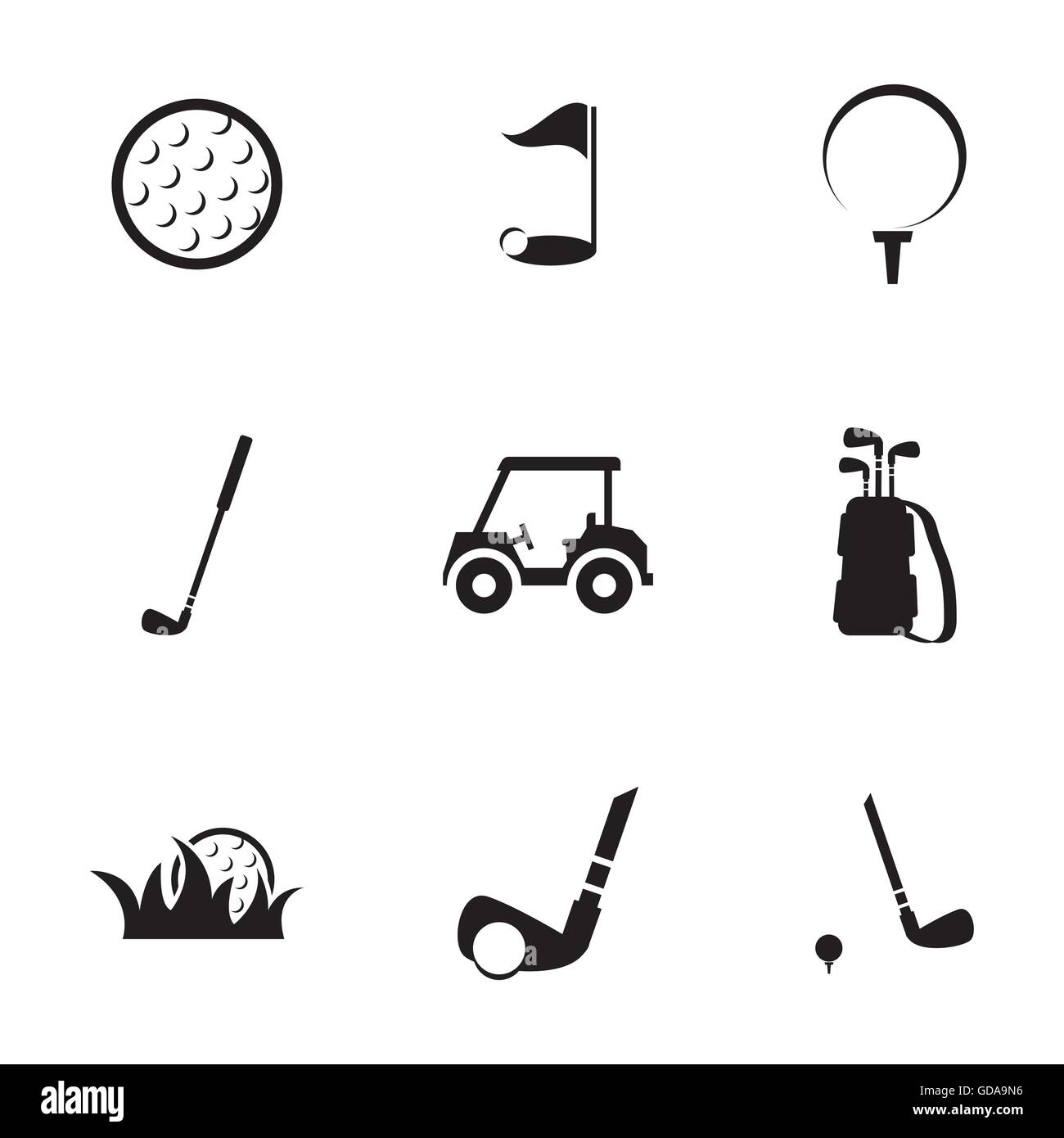 Vector black golf icons set Stock Vector Image & Art - Alamy