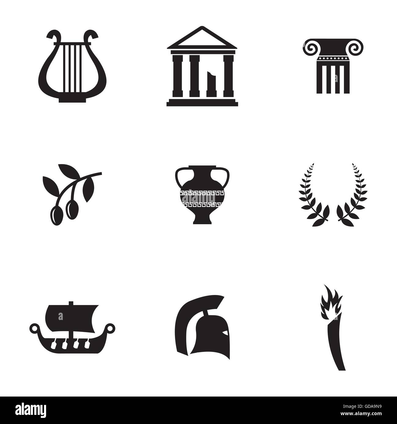 Vector black greece icons set Stock Vector Image & Art - Alamy