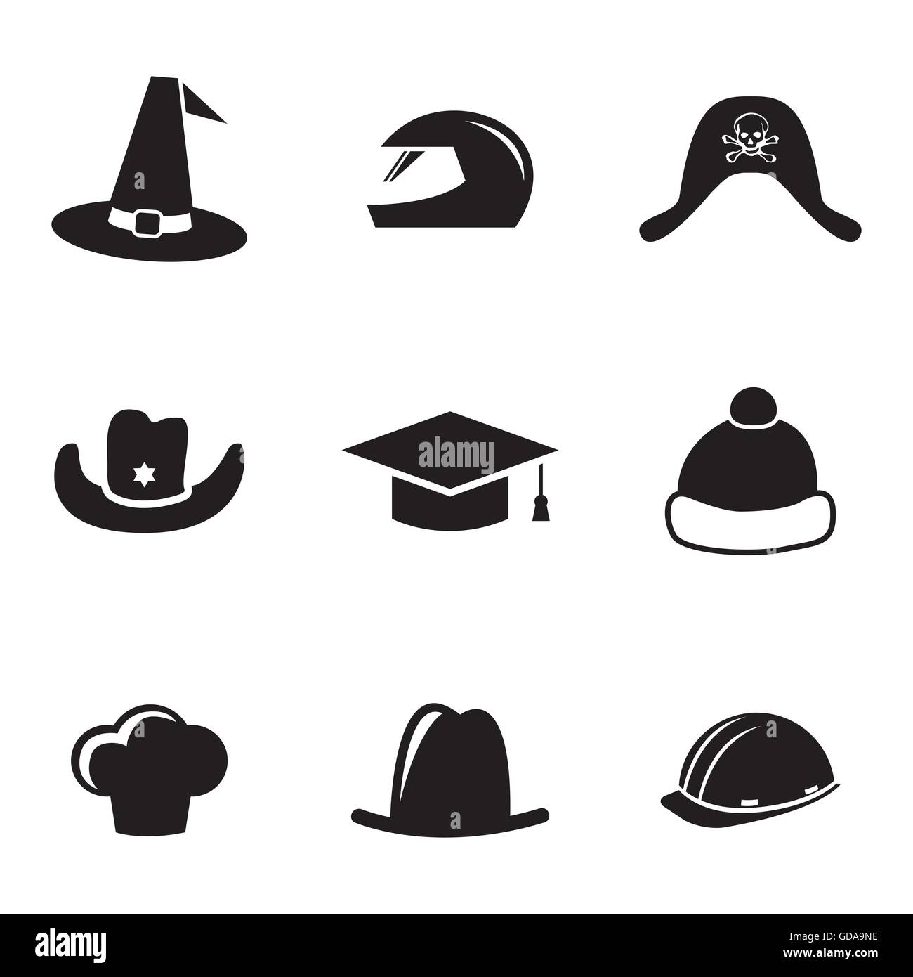 Vector black helmet and hat icons set Stock Vector Image & Art - Alamy